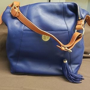 Isaac Mizrahi | Bags | Isaac Mizrahi Blue Leather Purse With Tassel ...